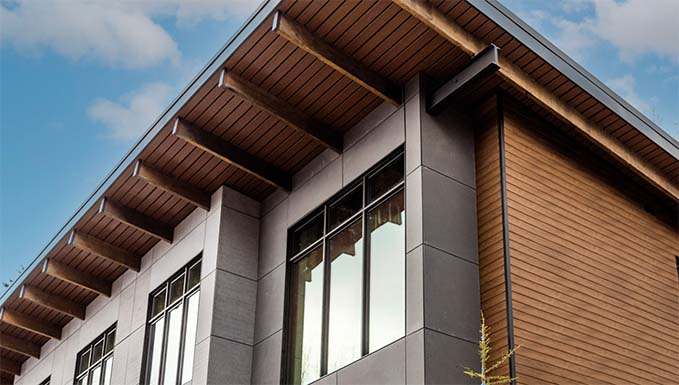 IMPRESSIONS® steel roof deck with wood-grain finishes